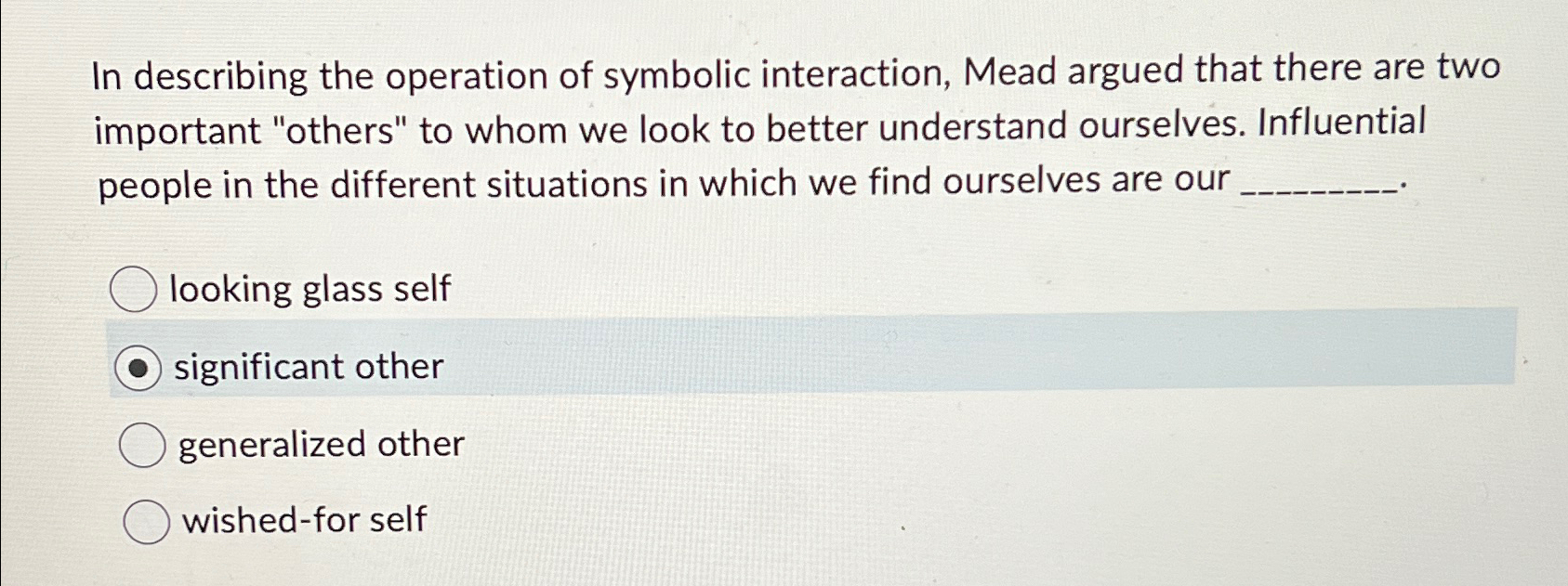 Solved In describing the operation of symbolic interaction, | Chegg.com