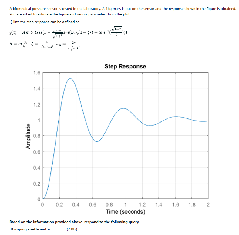 Solved A biomedical pressure sensor is tested in the | Chegg.com