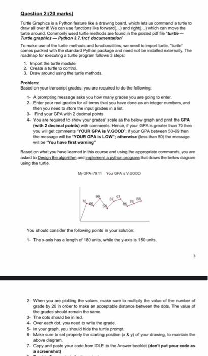 Solved Question 2:(20 marks) Turtle Graphics is a Python | Chegg.com