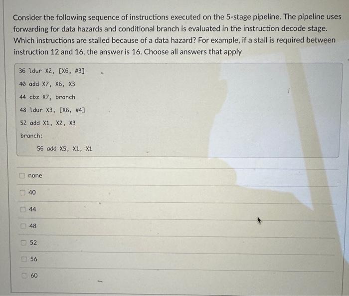 Solved Consider the following sequence of instructions | Chegg.com