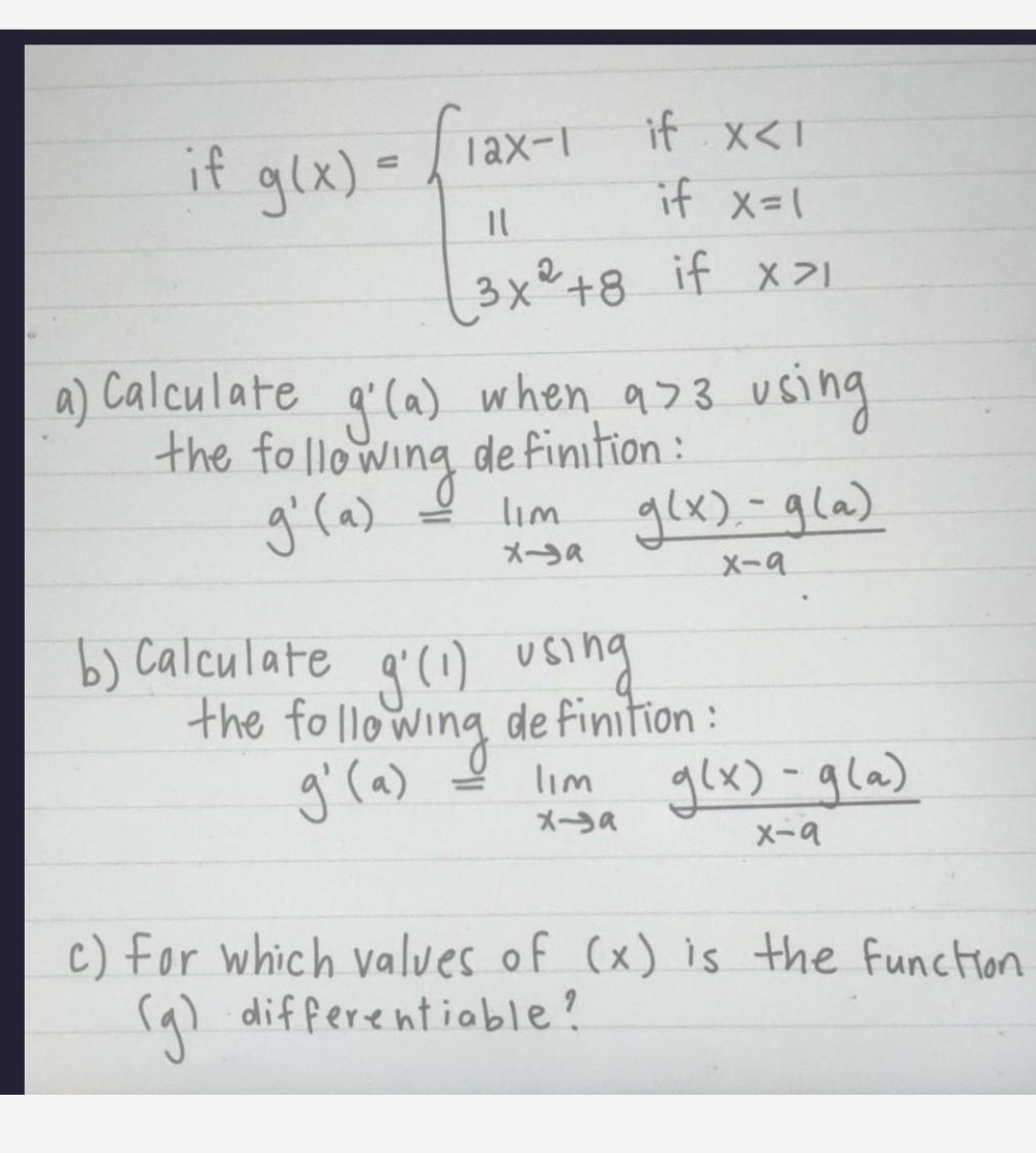 Solved if g(x)={12x-1 if x 1a) | Chegg.com