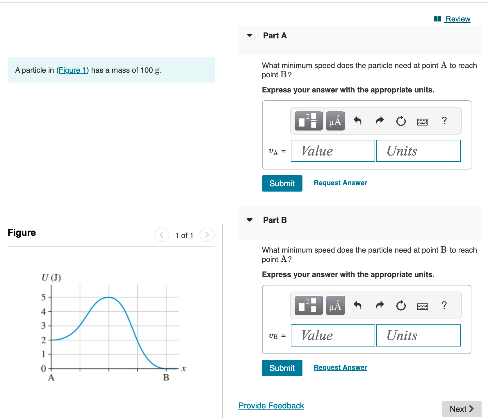 Solved Part AA particle in (Figure 1) ﻿has a mass of | Chegg.com