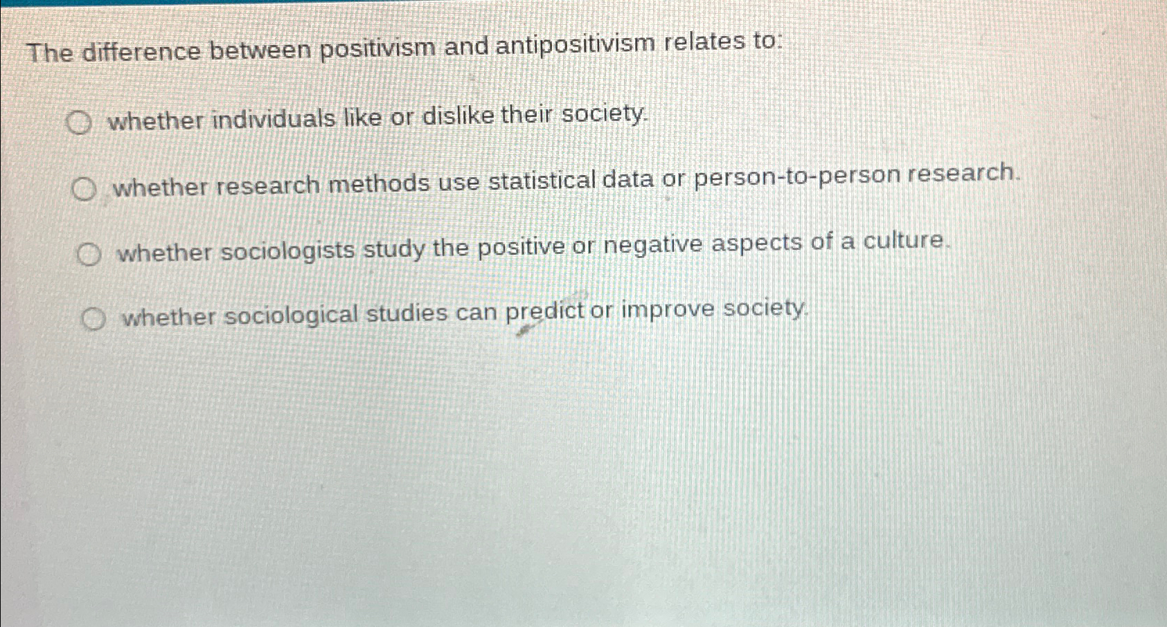 Solved The difference between positivism and antipositivism | Chegg.com