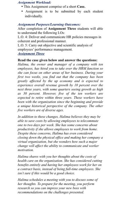 Solved Assignment Workload: • This Assignment comprise of a | Chegg.com