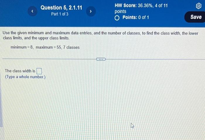Solved Use the given minimum and maximum data entries, and | Chegg.com