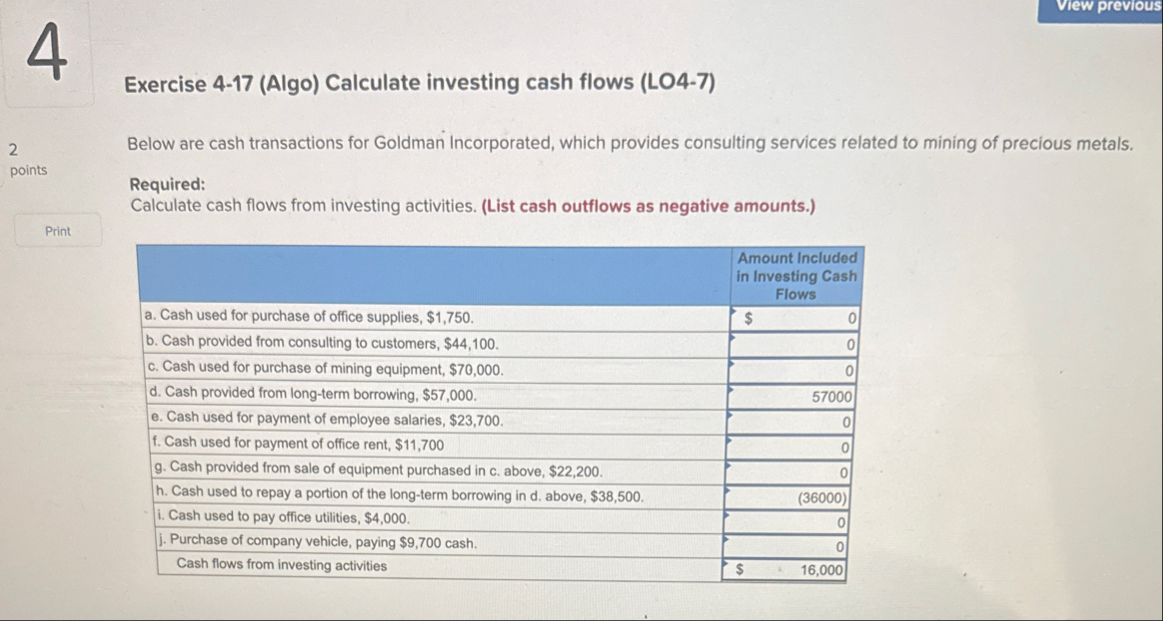 Solved View previous4Exercise 4-17 (Algo) ﻿Calculate | Chegg.com