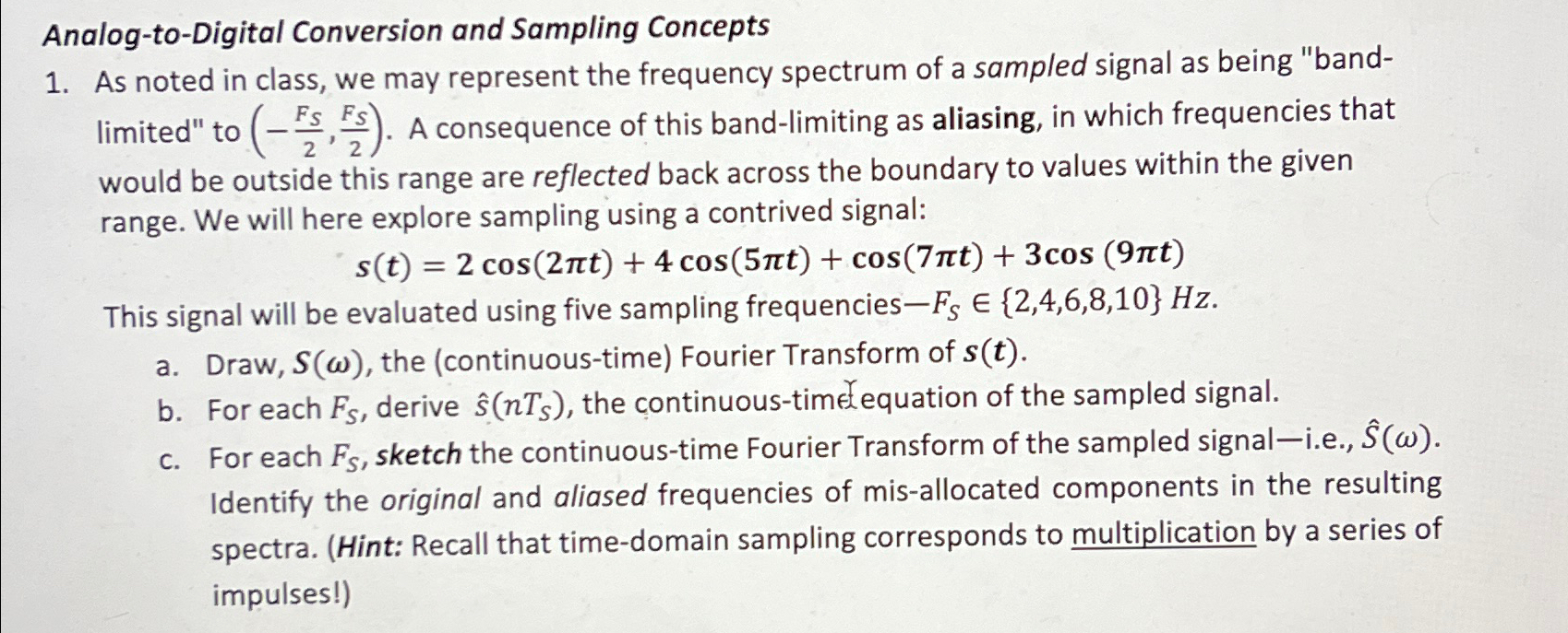 Solved Analog-to-Digital Conversion and Sampling ConceptsAs | Chegg.com