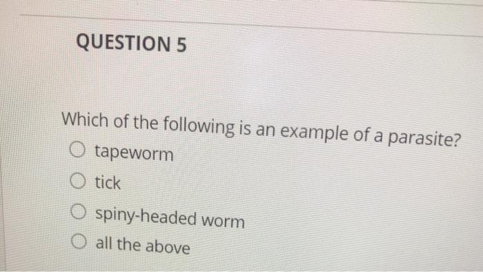 Solved QUESTION 5 Which of the following is an example of a | Chegg.com