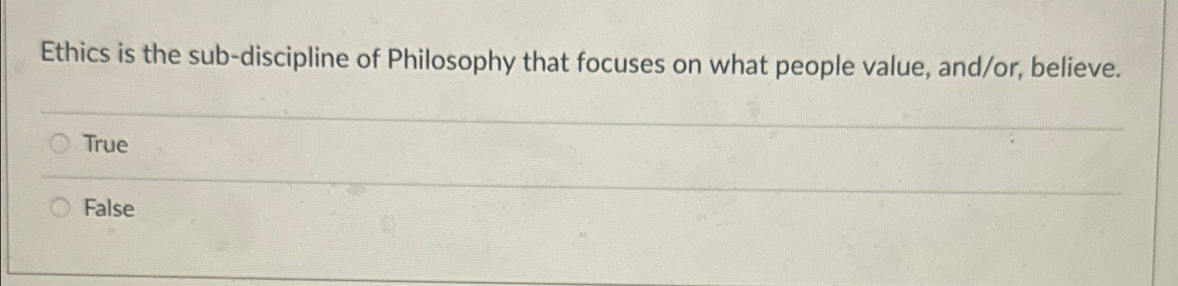 Solved Ethics is the sub-discipline of Philosophy that | Chegg.com