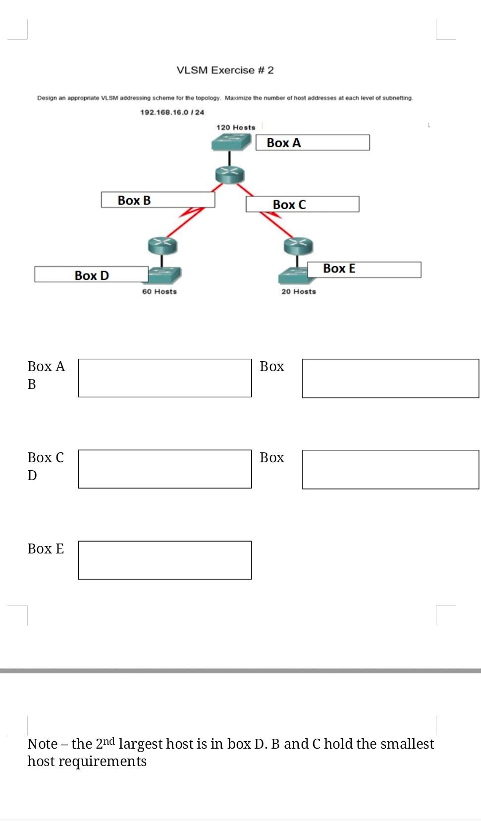 Solved VLSM Exercise # 2 Design an appropriate VLSM | Chegg.com