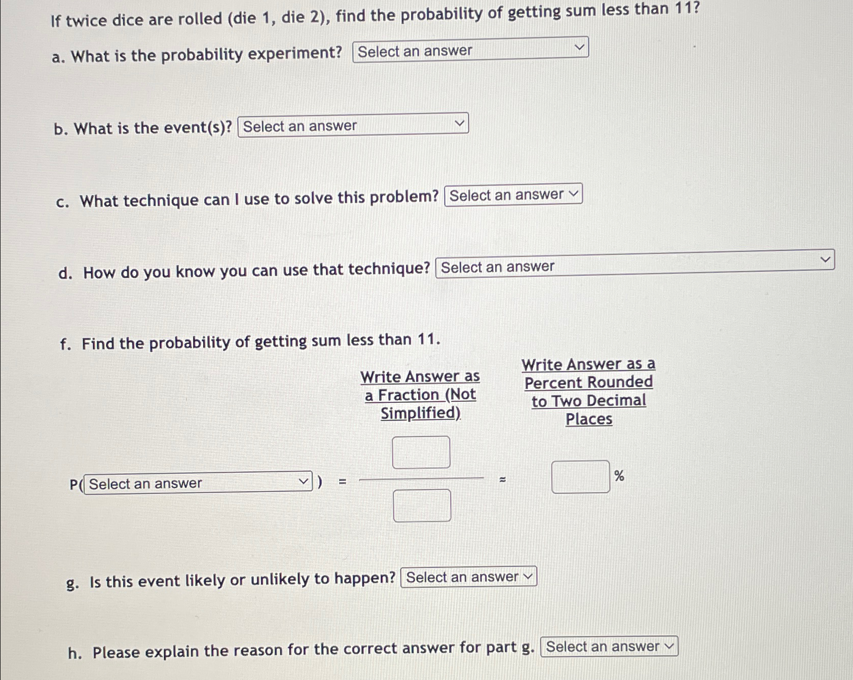 Solved If twice dice are rolled (die 1 , ﻿die 2 ), ﻿find the | Chegg.com