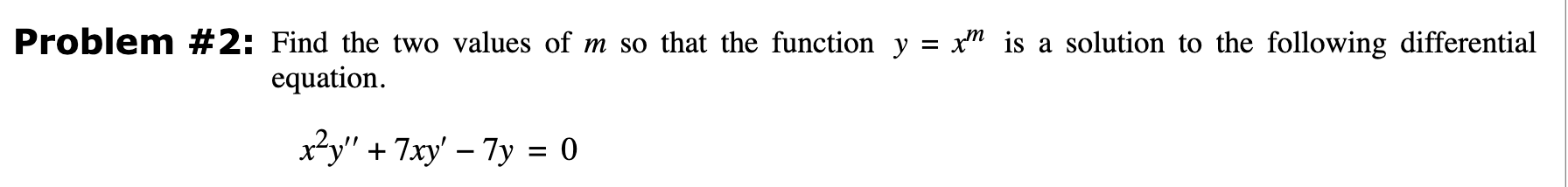 Solved Problem # 2: Find the two values of m ﻿so that the | Chegg.com