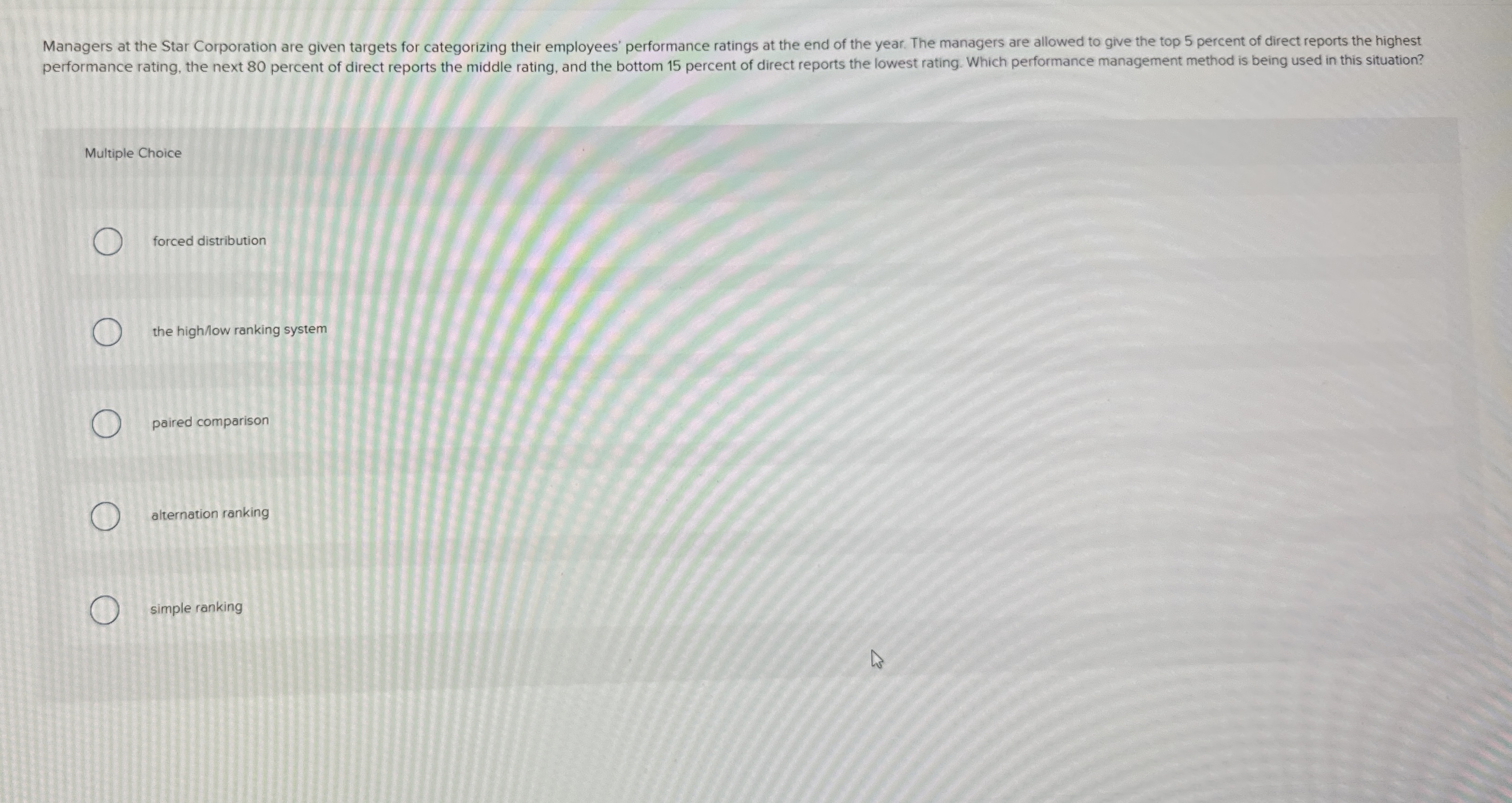 Solved Multiple Choiceforced distributionthe high/low | Chegg.com
