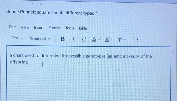 Solved Define Punnett square and its different types? Edit | Chegg.com