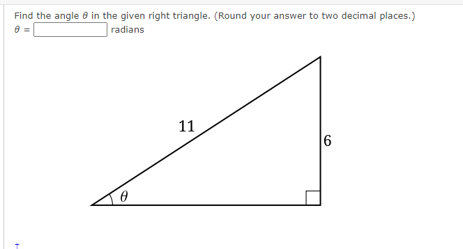 Solved Find the angle θ ﻿in the given right triangle. (Round | Chegg.com