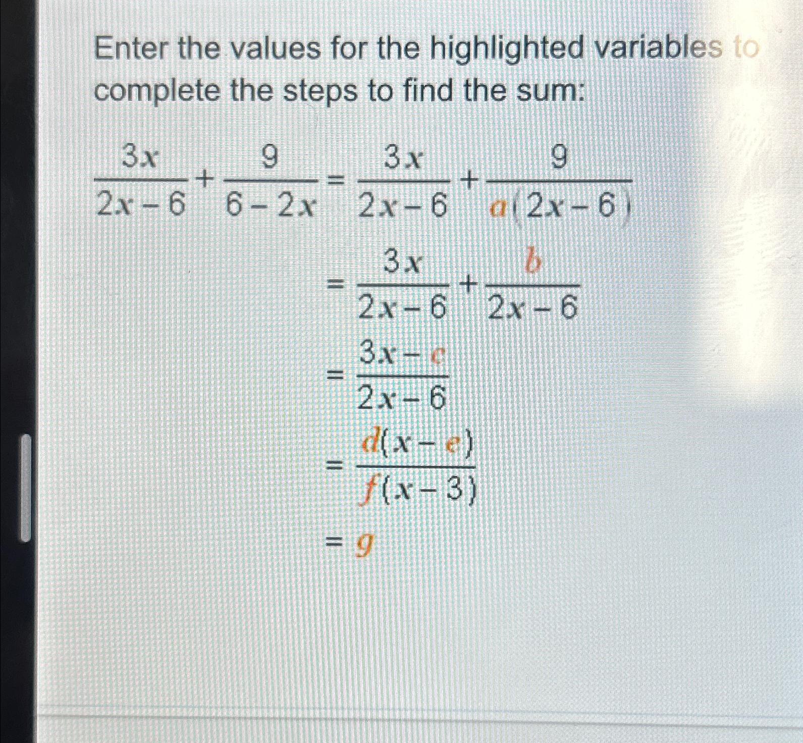 Solved Enter the values for the highlighted variables | Chegg.com