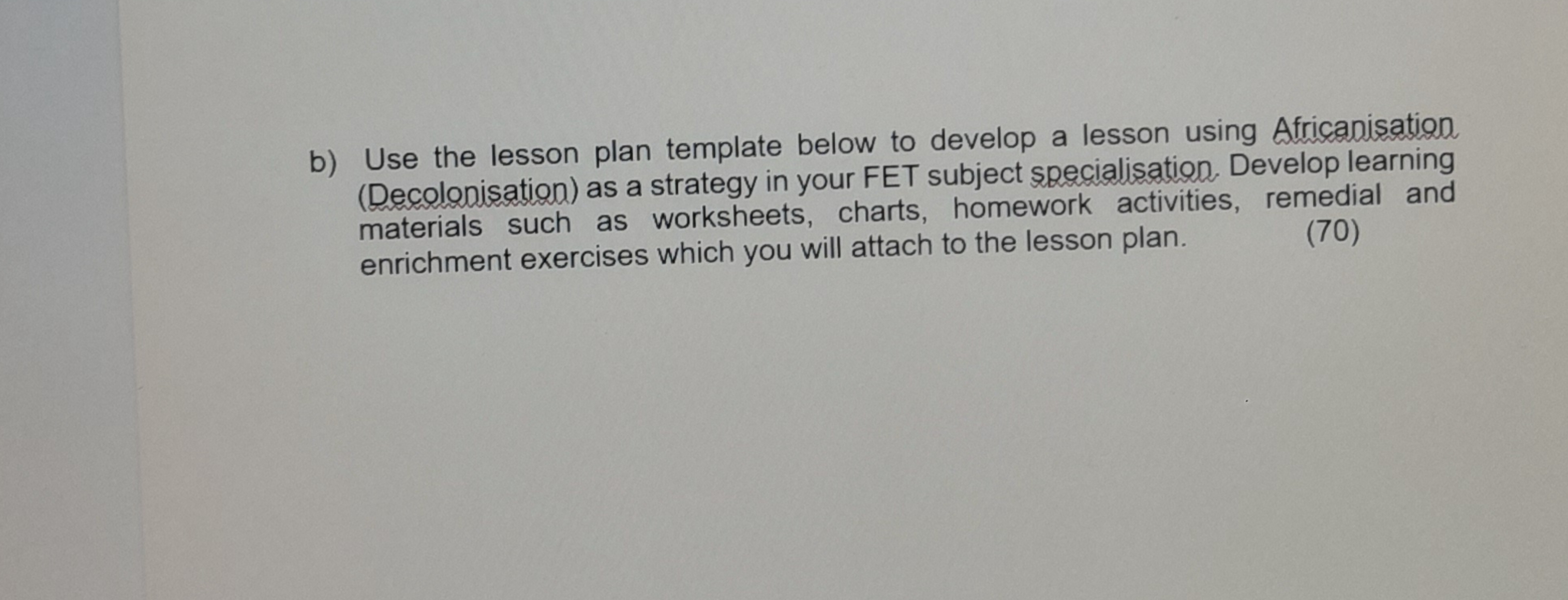 Solved b) ﻿Use the lesson plan template below to develop a | Chegg.com