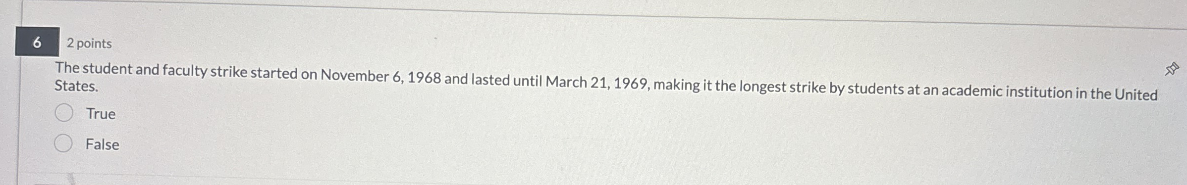 Solved 62 ﻿pointsThe student and faculty strike started on | Chegg.com