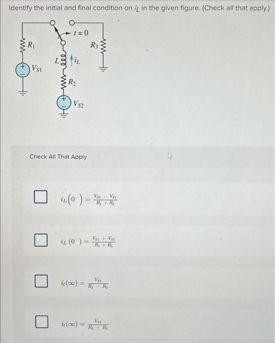 Solved Identify the initial and final condition on iL in the | Chegg.com