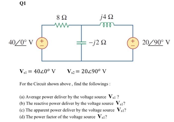 Solved Vs1=40∠0∘VVs2=20∠90∘V For the Circuit shown above , | Chegg.com