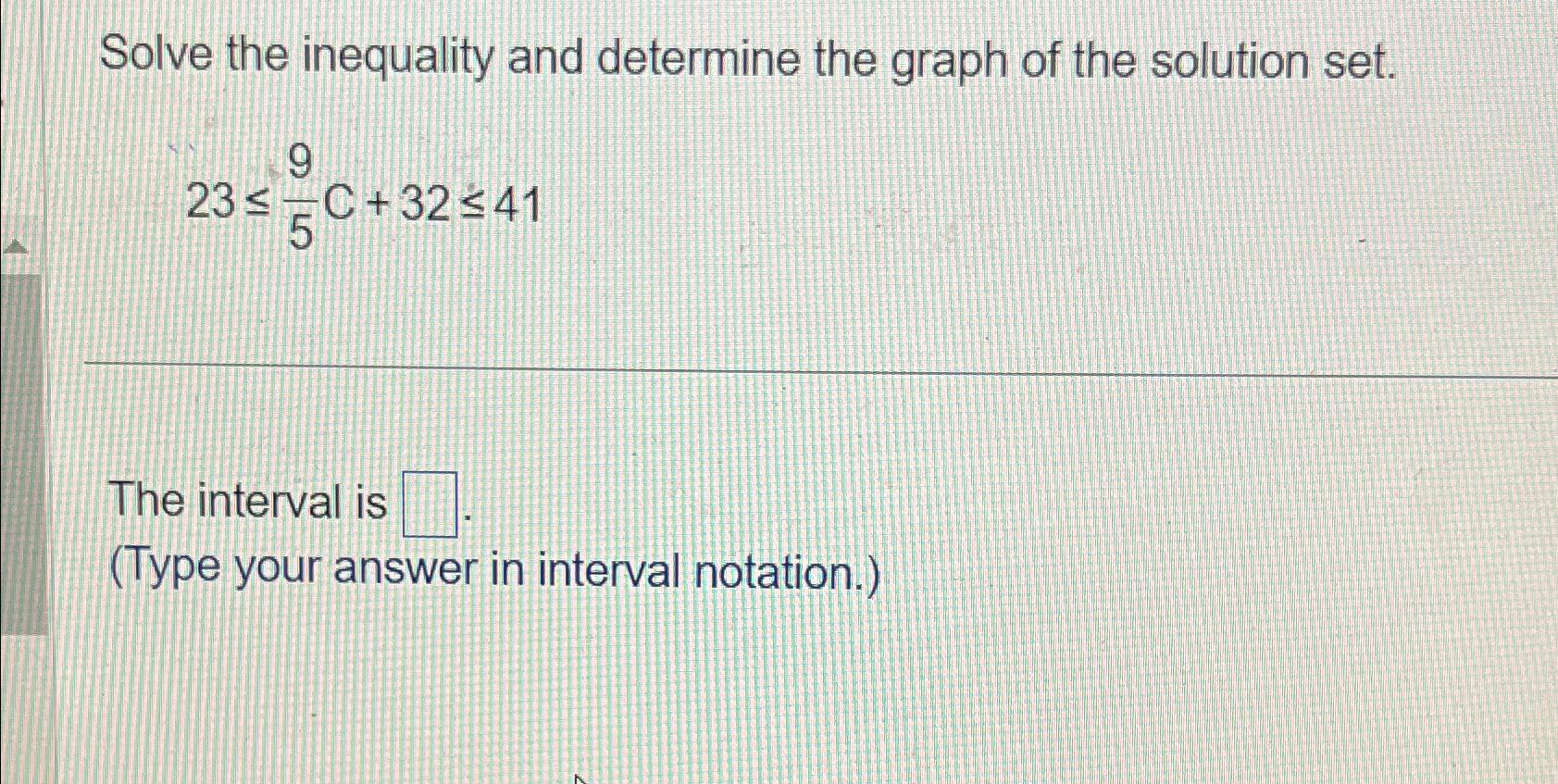 Solved Solve the inequality and determine the graph of the | Chegg.com