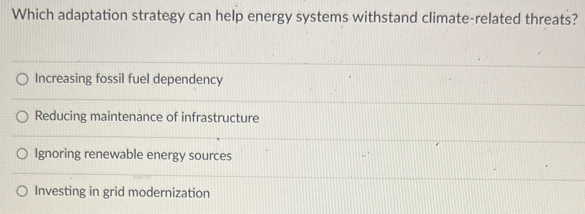 Solved Which adaptation strategy can help energy systems | Chegg.com
