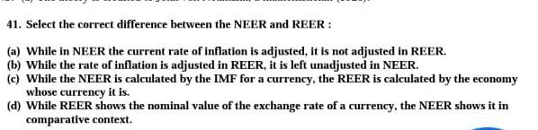 Solved 41. Select the correct difference between the NEER | Chegg.com