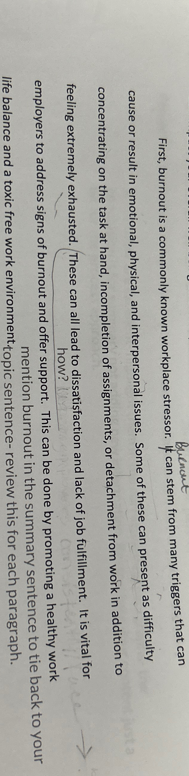 Solved Rewrite paragraphFirst, burnout is a commonly known | Chegg.com