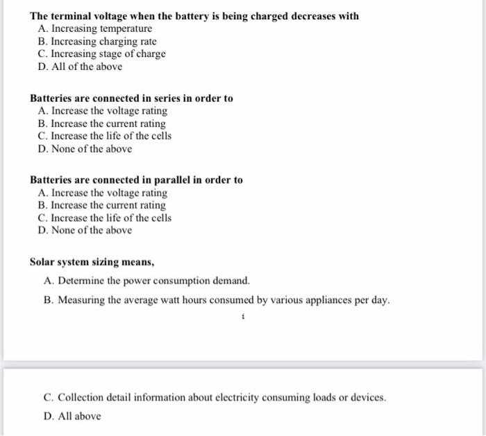 Solved Part 1: Multiple Choice Questions For grid-connected | Chegg.com