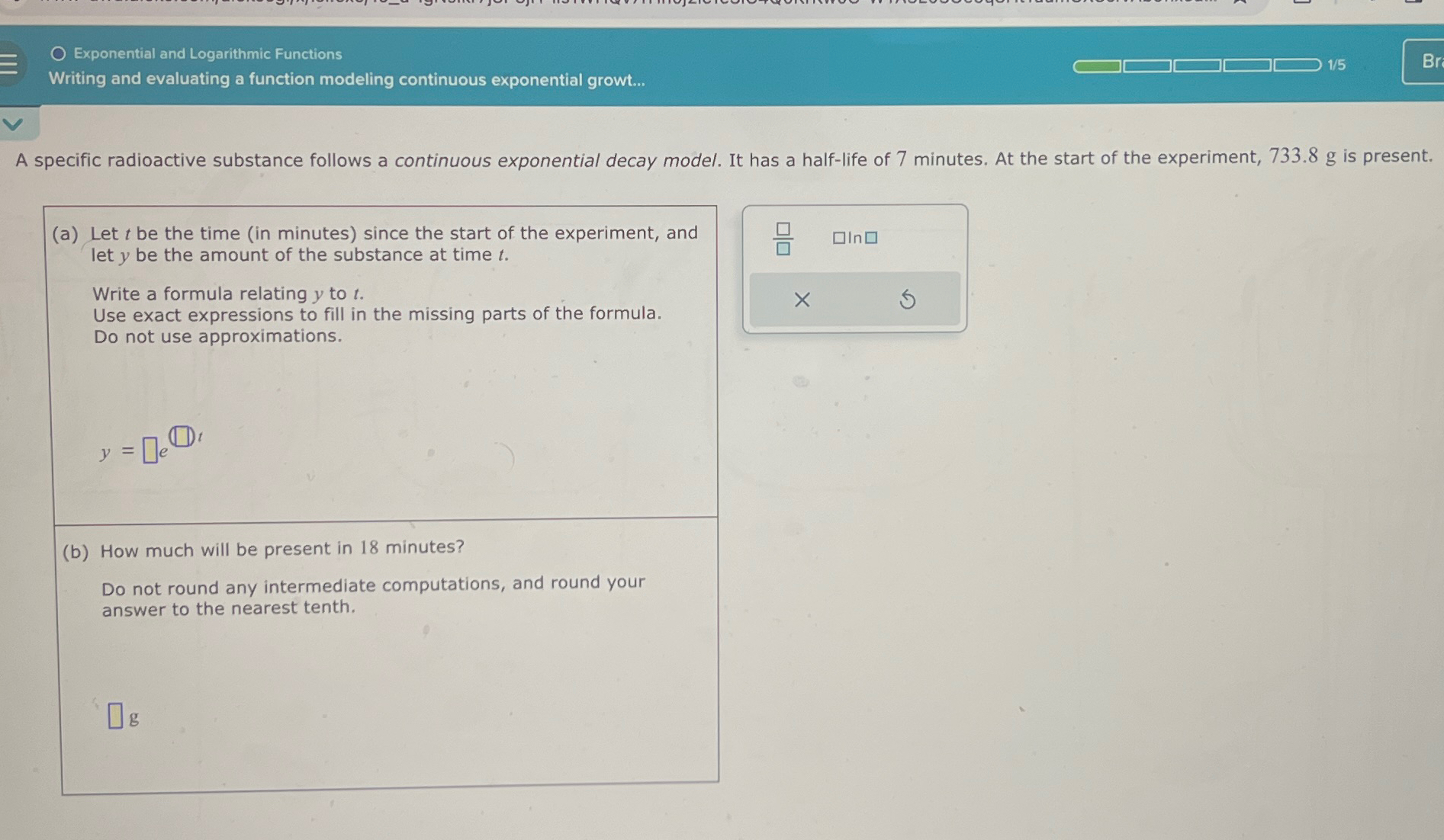 Solved Exponential and Logarithmic FunctionsWriting and | Chegg.com