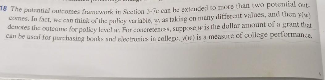 Solved 18 The potential outcomes framework in Section 3-7e | Chegg.com