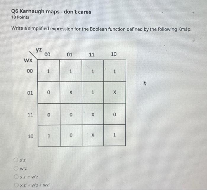 Solved Q6 Karnaugh maps - don't cares 10 Points Write a | Chegg.com