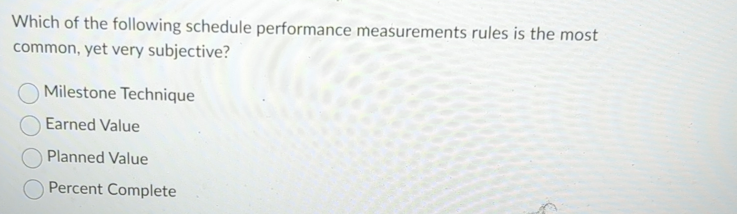 Solved Which of the following schedule performance | Chegg.com