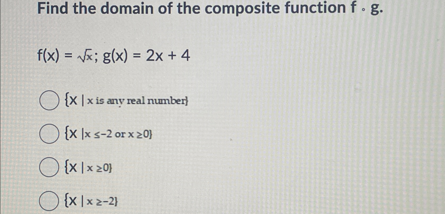 Solved Find the domain of the composite function | Chegg.com