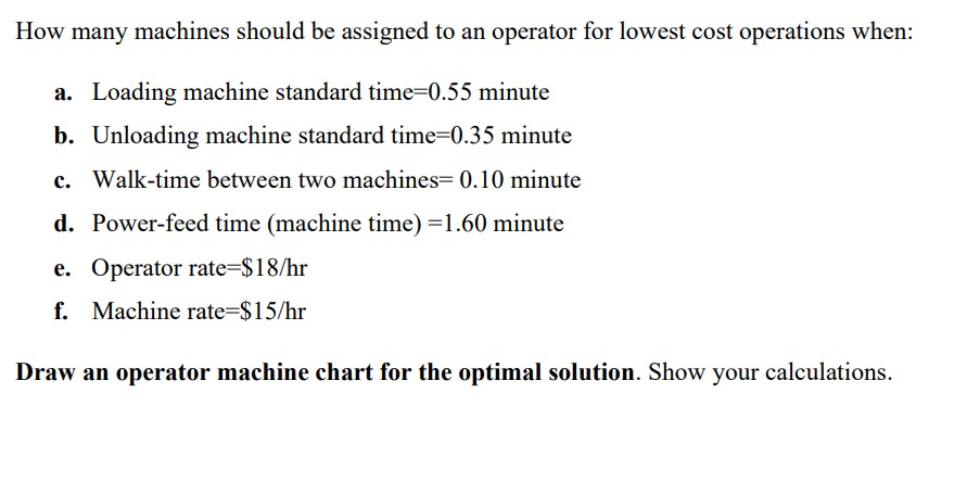Solved How many machines should be assigned to an operator | Chegg.com