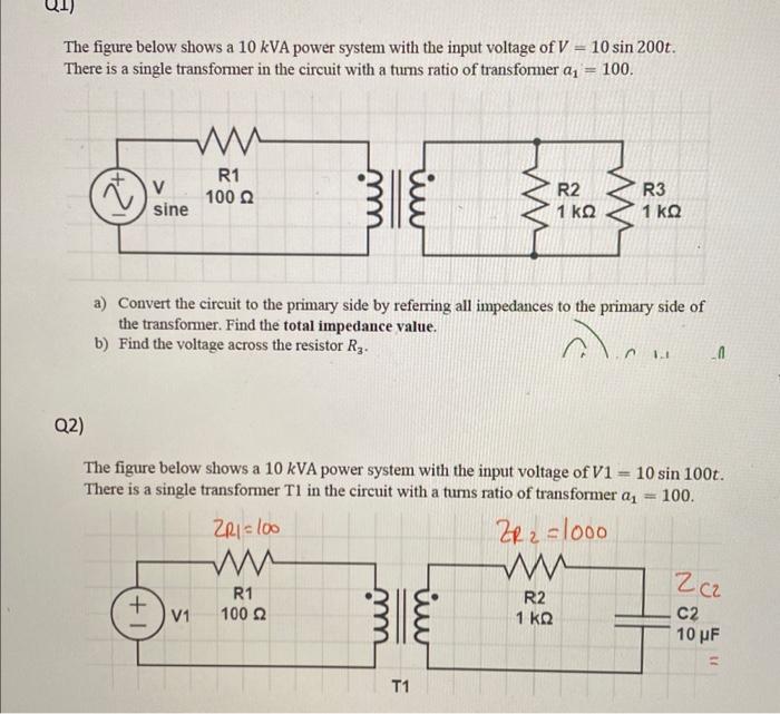 Solved The figure below shows a 10kVA power system with the | Chegg.com