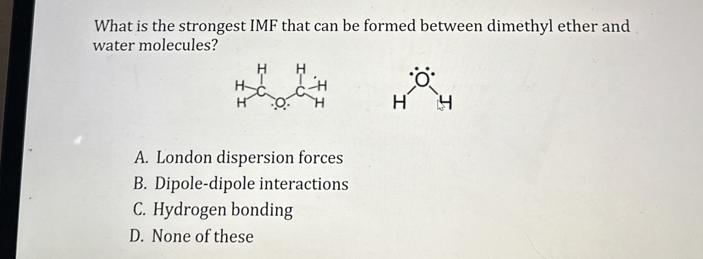What is the strongest IMF that can be formed between | Chegg.com