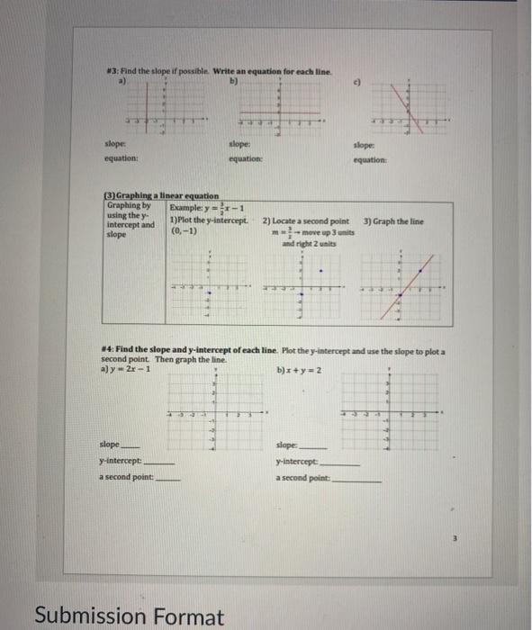 Solved #3: Find the slope if possible. Write an equation for | Chegg.com