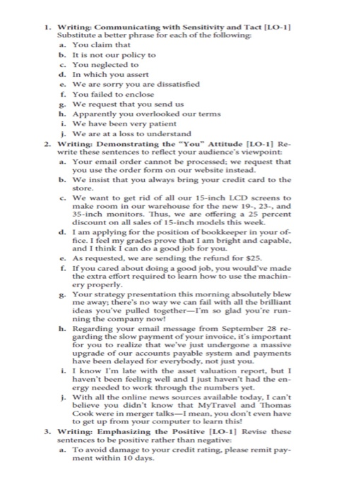 1. Writing Communicating with Sensitivity and Tact | Chegg.com