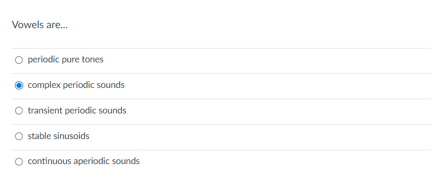 Solved Vowels are...periodic pure tonescomplex periodic | Chegg.com