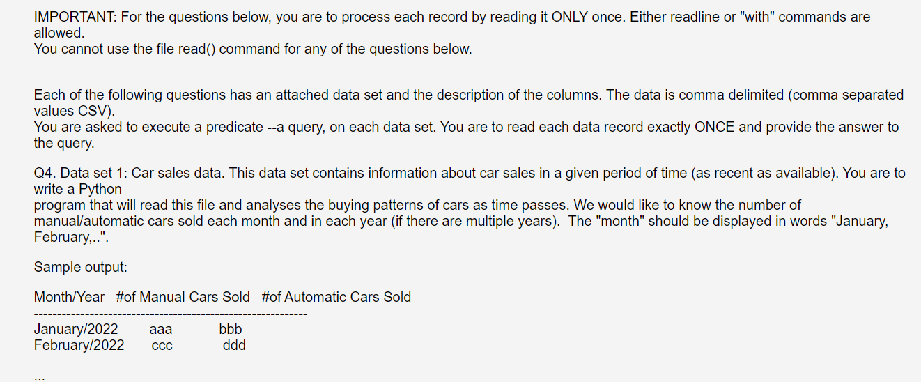 Solved IMPORTANT: For the questions below, you are to | Chegg.com