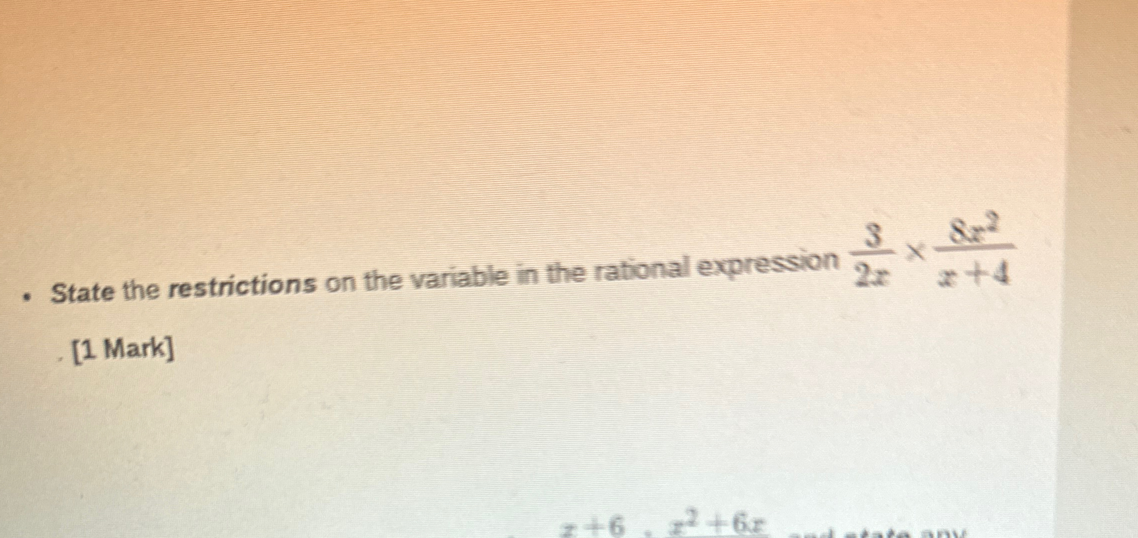 Solved State the restrictions on the variable in the | Chegg.com