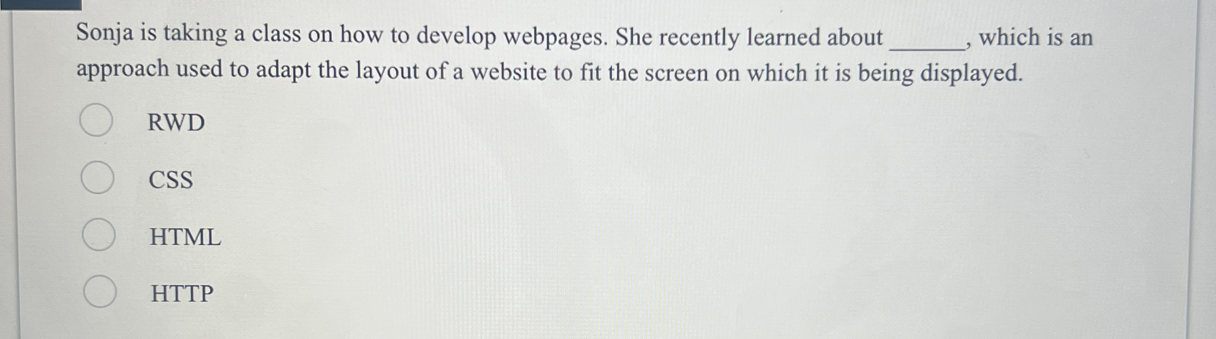Solved Sonja is taking a class on how to develop webpages. | Chegg.com