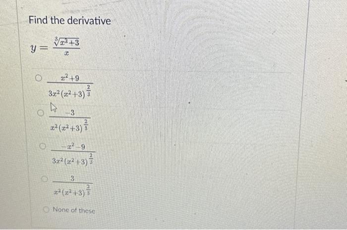 Solved Find the derivative | Chegg.com