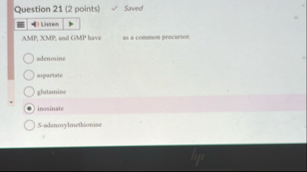 Solved Question 21 (2 ﻿points)SavedAMP, XMP, ﻿and GMP haveas | Chegg.com