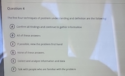 Solved Question 4The first four techniques of problem | Chegg.com
