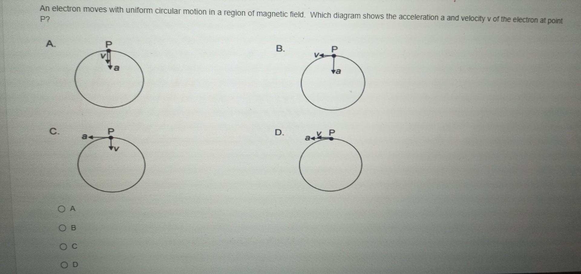 Solved An Electron Moves With Uniform Circular Motion In A