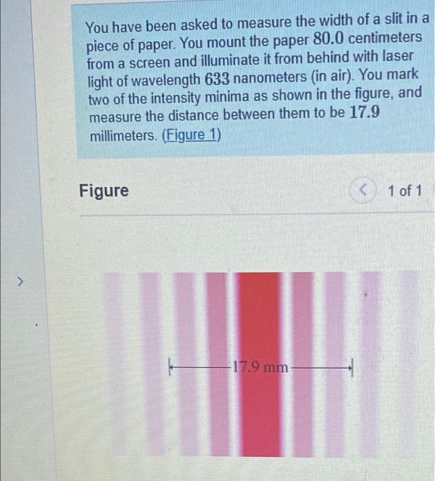 Solved You have been asked to measure the width of a slit in | Chegg.com