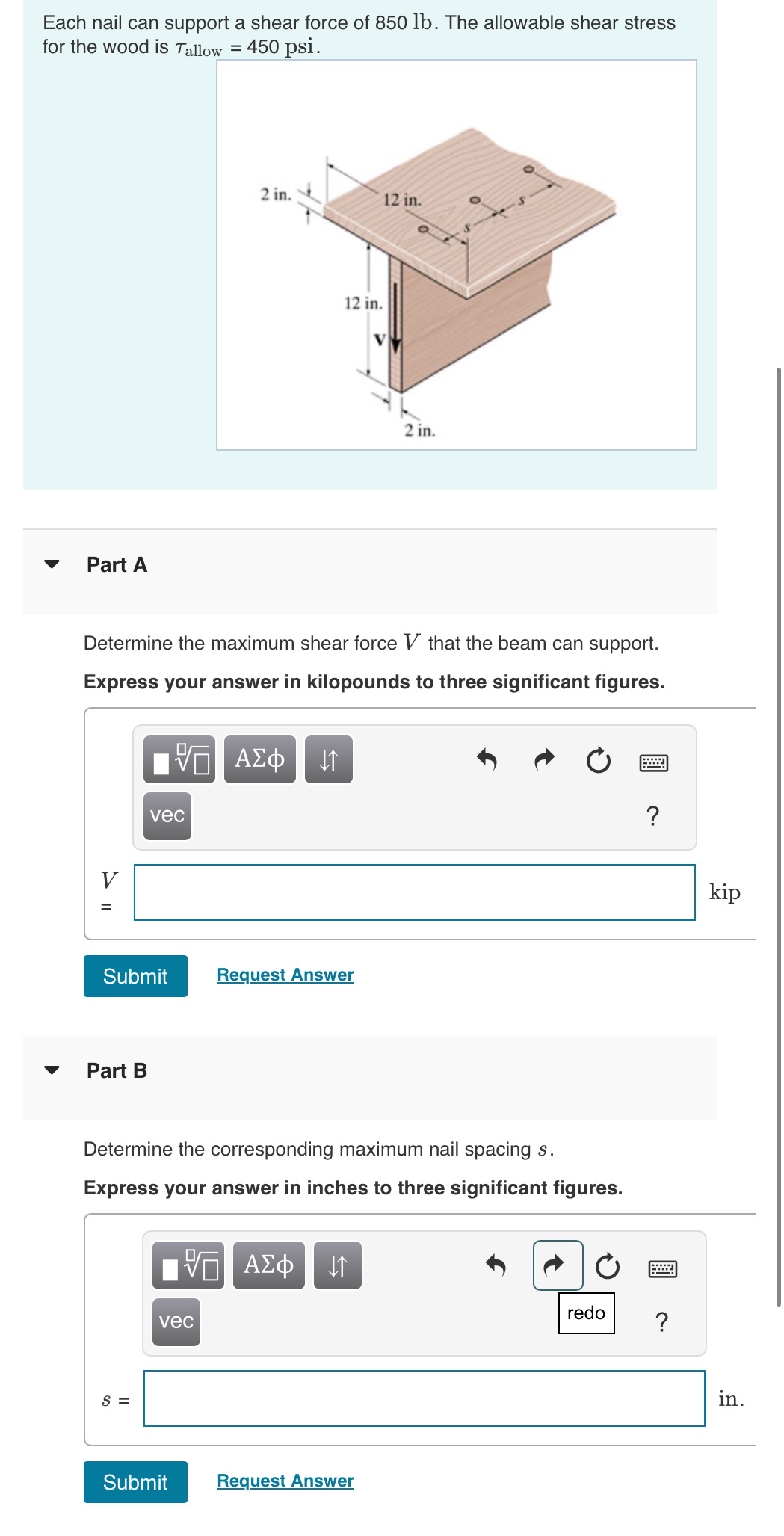 Solved Each nail can support a shear force of 850lb. ﻿The | Chegg.com