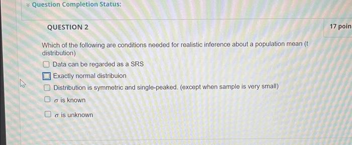 Solved Which of the following are conditions needed for | Chegg.com